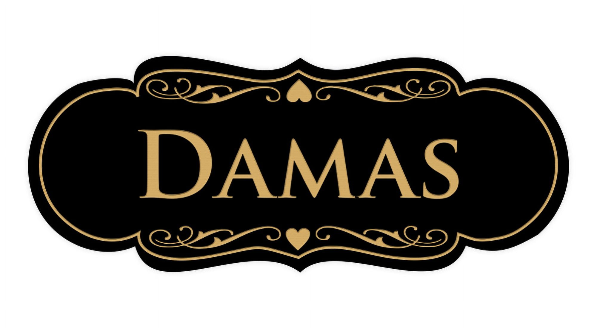 Designer Spanish Damas Sign (Black Gold) - Large - Walmart.com