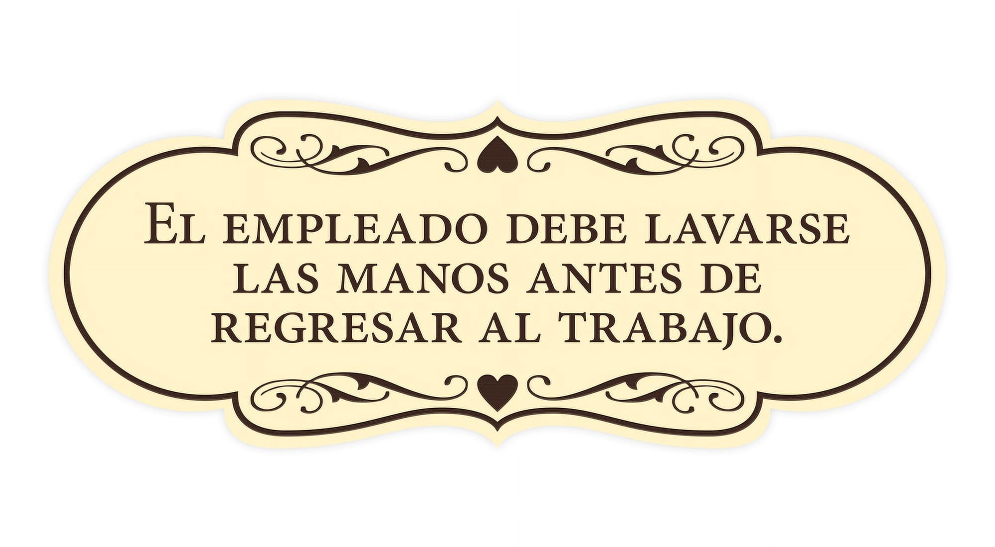 Designer Spanish El empleado debe lavarse las manos antes de regresar ...