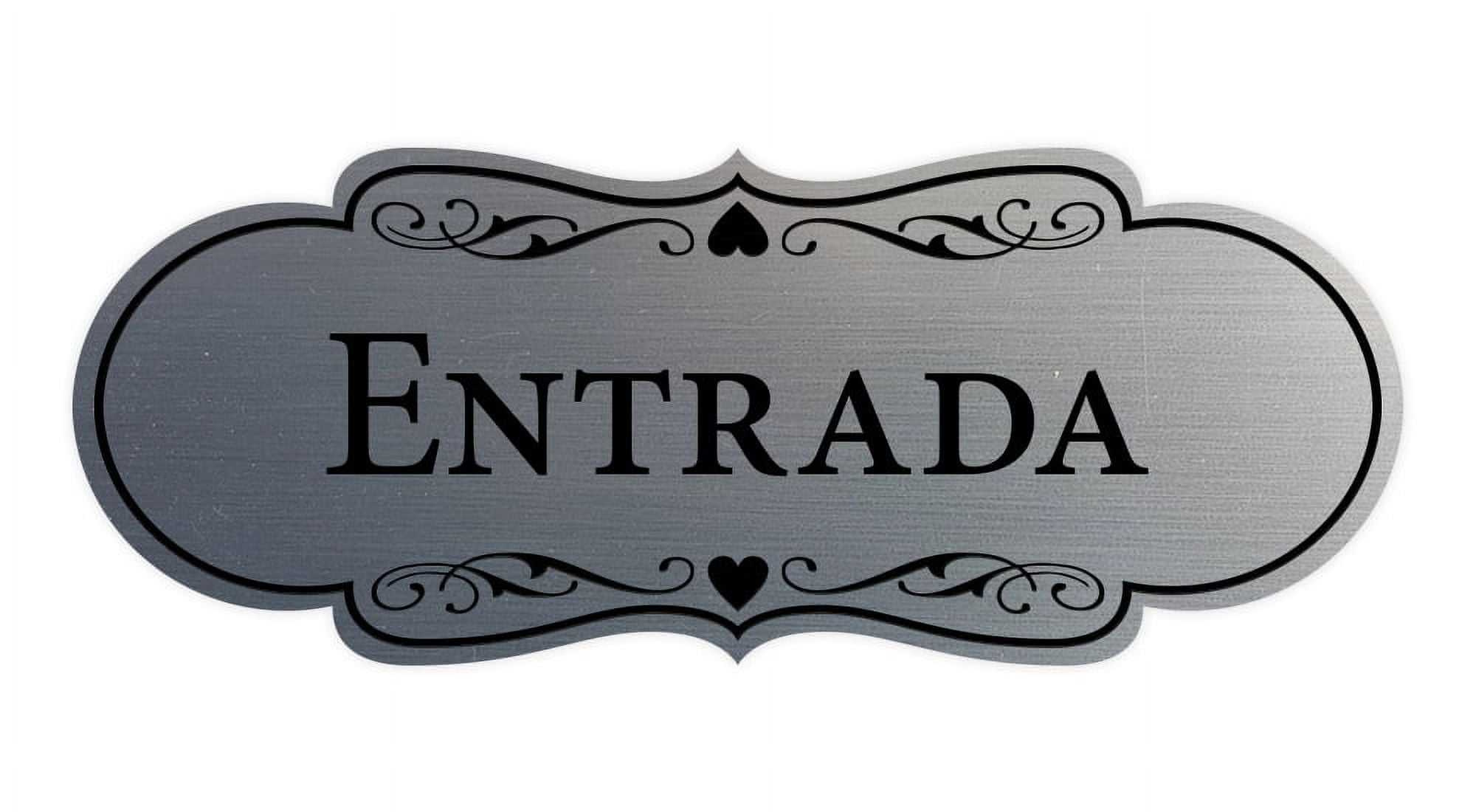 Designer Spanish Entrada Sign (Brushed Silver) - Medium - Walmart.com