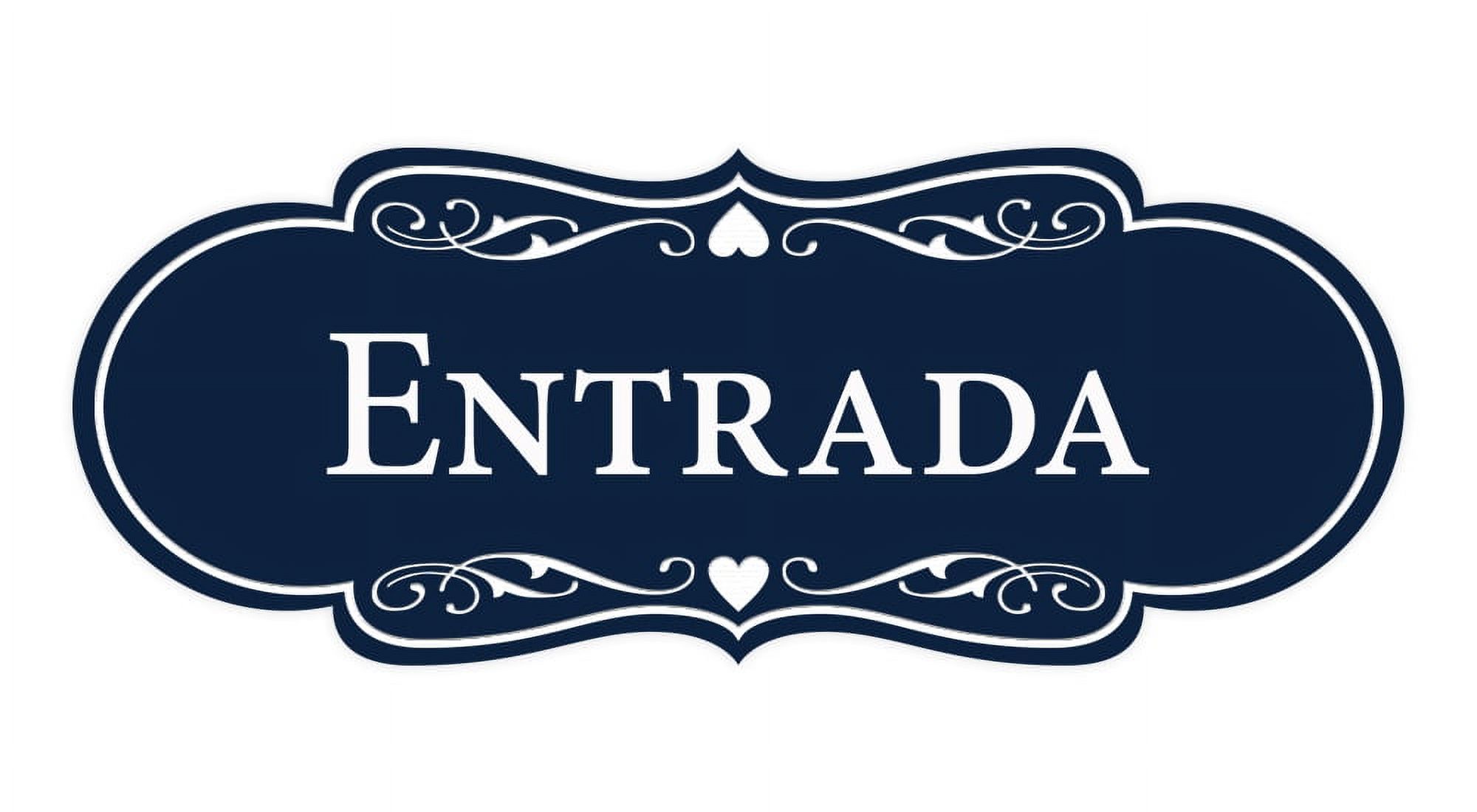 Designer Spanish Entrada Sign (Navy Blue / White) - Large - Walmart.com
