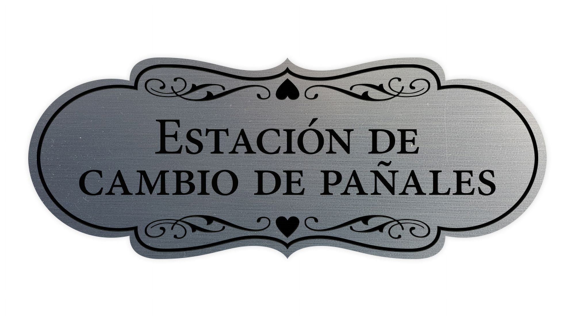 Designer Spanish Estacion de cambio de pa?ales Sign (Brushed Silver ...