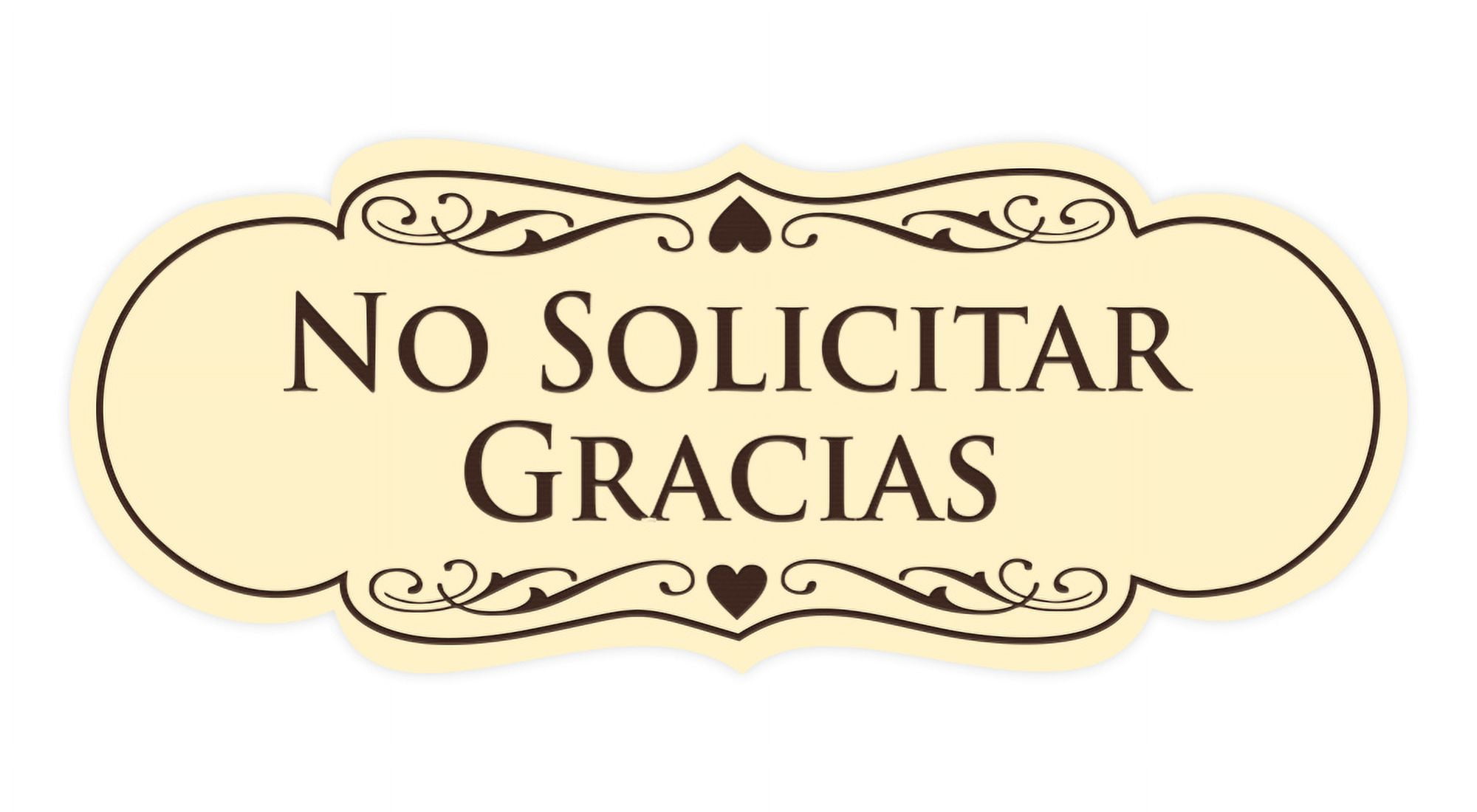 Designer Spanish No Solicitar Gracias Sign (Ivory/Dark Brown) - Medium ...