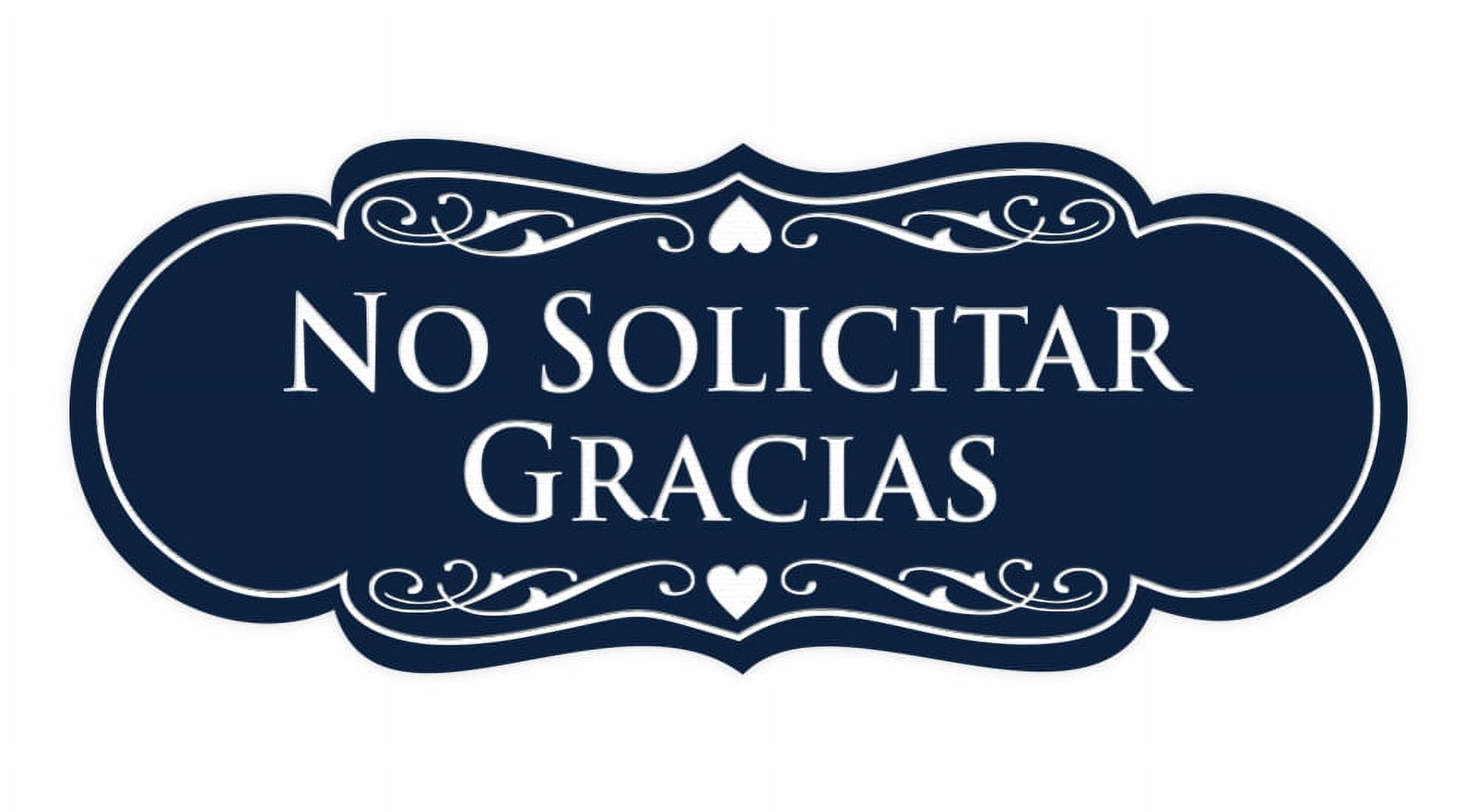Designer Spanish No Solicitar Gracias Sign (Navy Blue / White) - Large ...