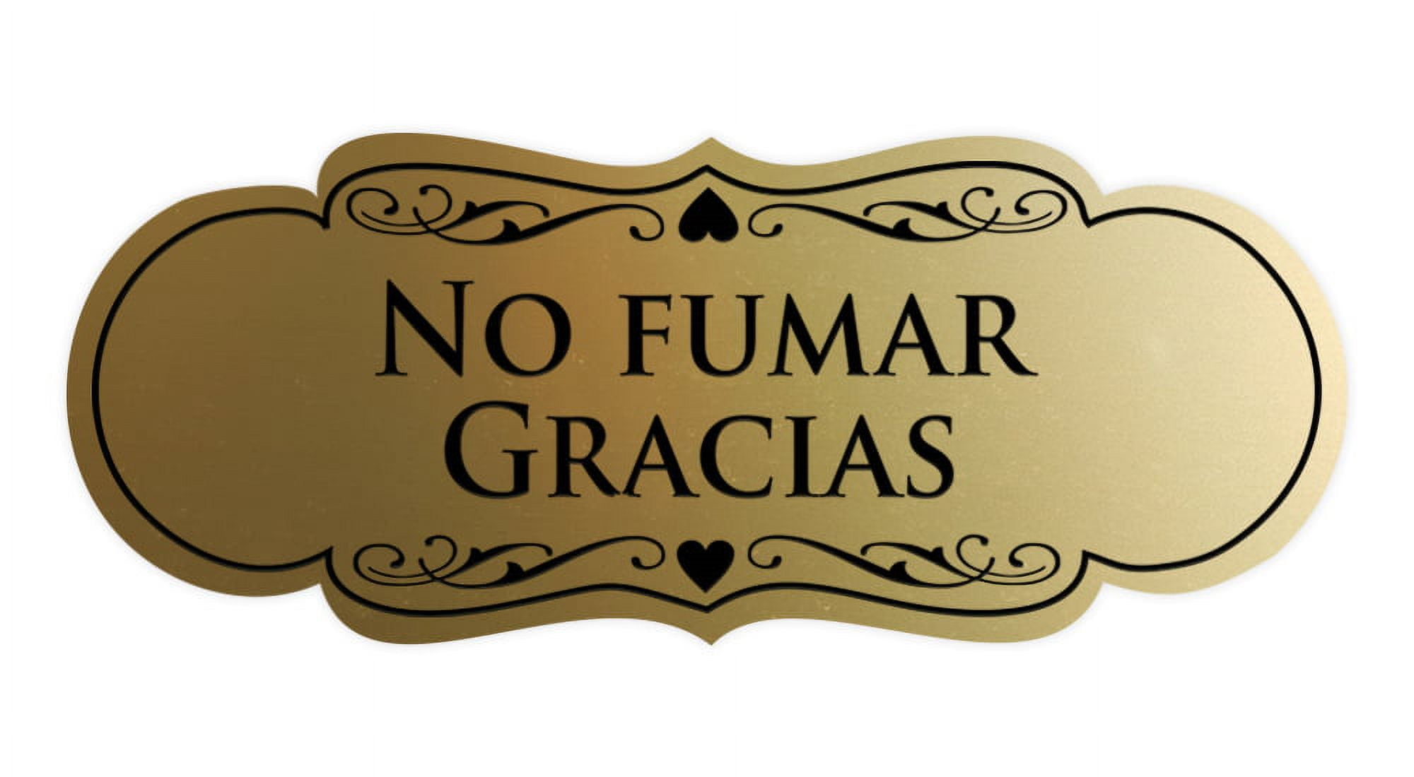 Designer Spanish No fumar Gracias Sign (Brushed Gold) - Medium ...