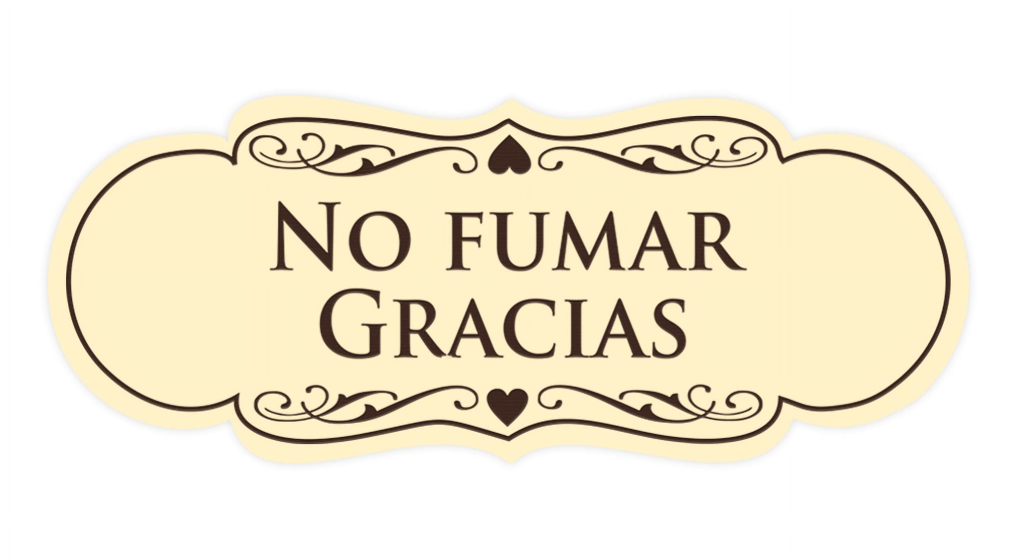 Designer Spanish No fumar Gracias Sign (Ivory/Dark Brown) - Large ...