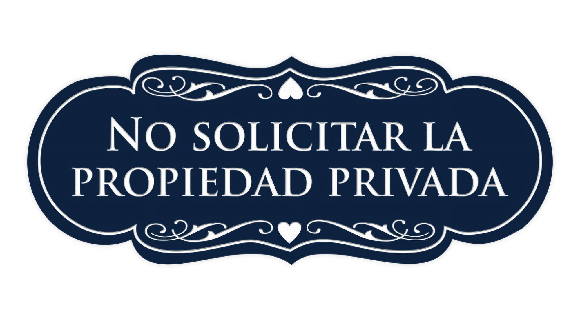 Designer Spanish No solicitar la propiedad privada Sign (Navy Blue ...
