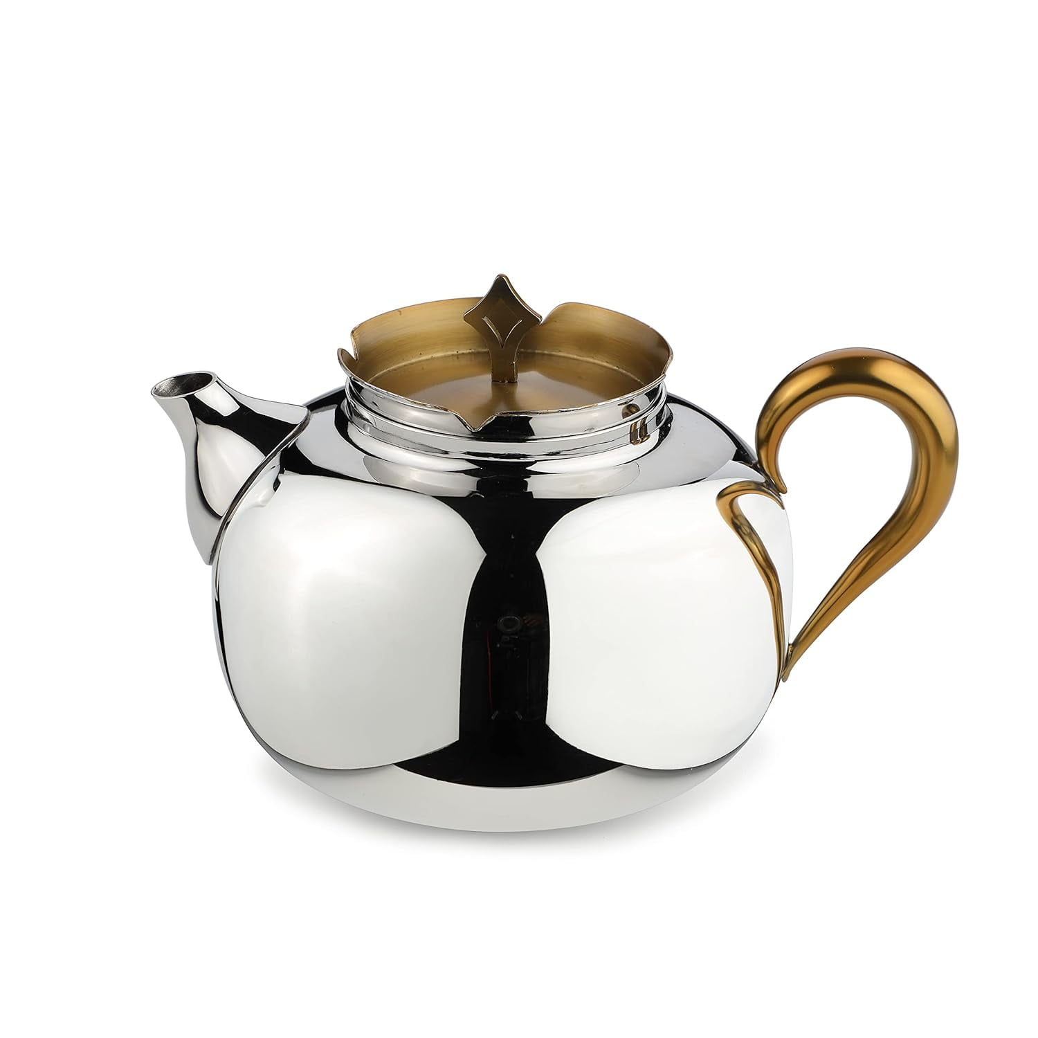 Designer Stainless Steel Tea Serving Pot With Lid & Handle, Silver ...