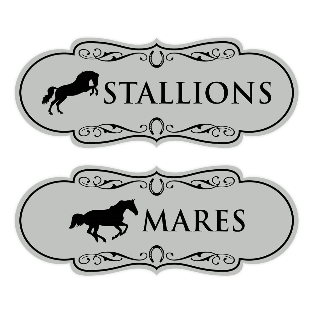 Designer Stallions and Mares, Restroom Signs, Set of 2 (Lt Gray ...