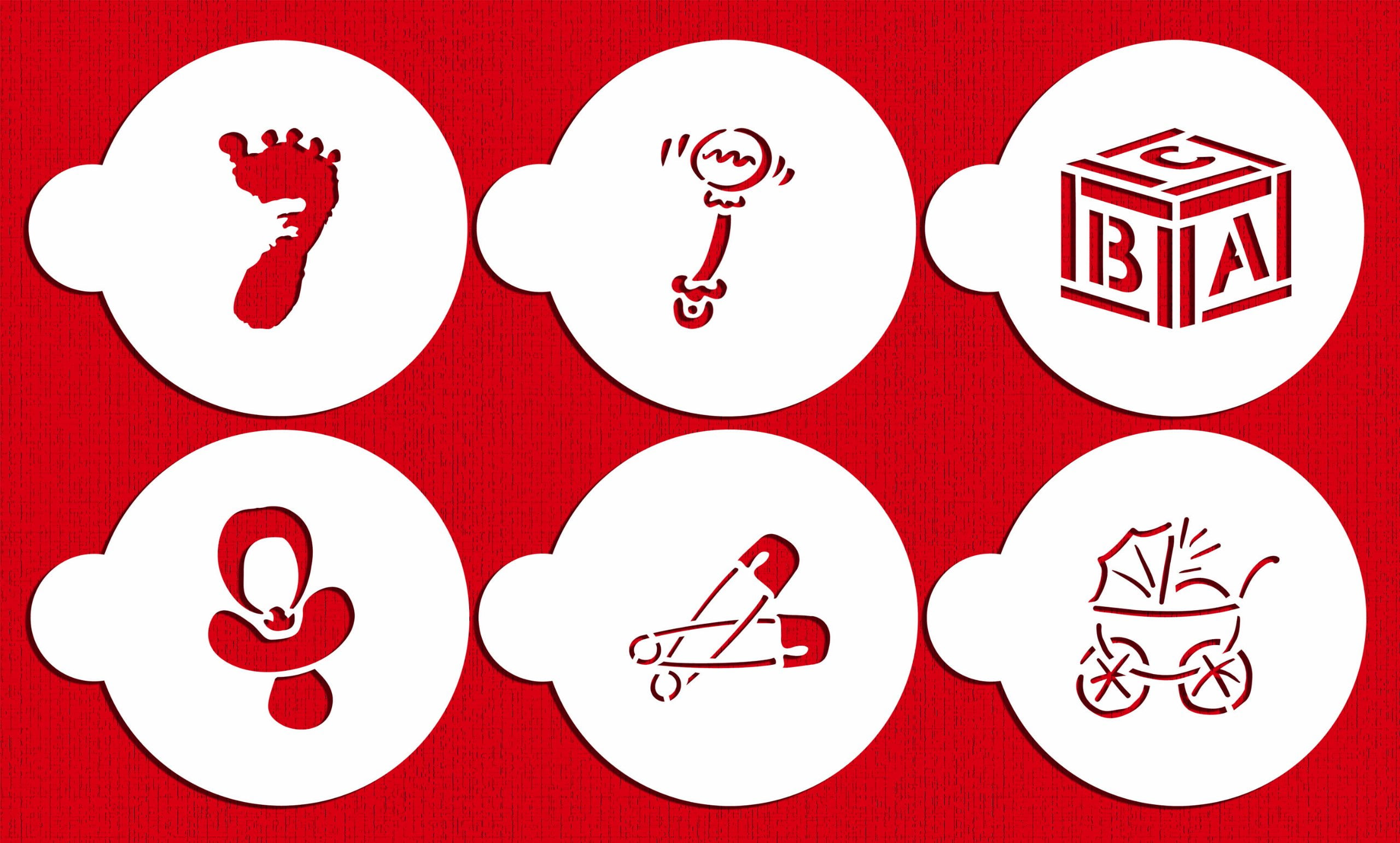 Designer Stencils Baby Cookie and Cupcake Stencils (Large), Baby ...