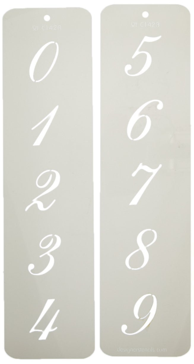 Designer Stencils C142 1.75 Inch Script Numbers Cake Stencils, Beige ...