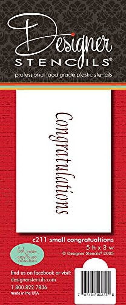 Designer Stencils Congratulations Business Card Cookie Stencil, Beige ...