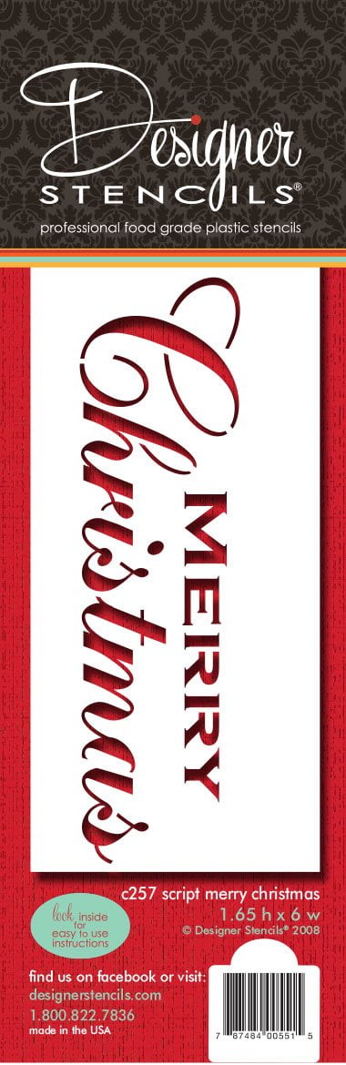 Designer Stencils Fancy Merry Christmas Cake Stencil, Beige/semi ...