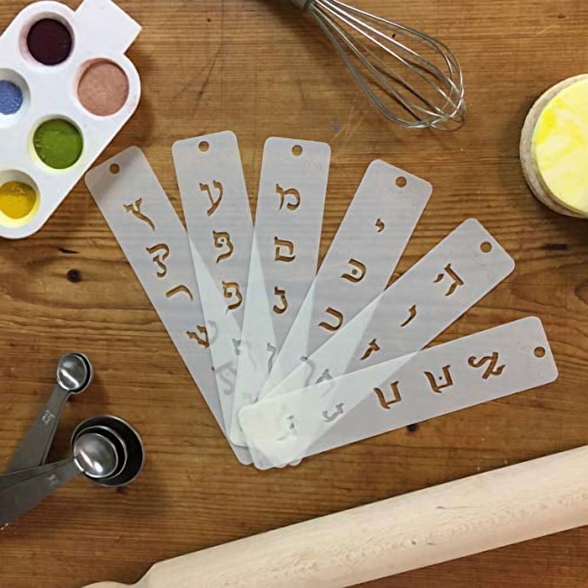 Designer Stencils C759 Small Hebrew Letter Cake Stencil Set, Beige/semi ...