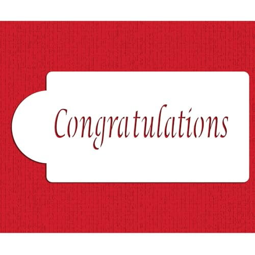 Designer Stencils Congratulations Cake Stencil, Beige/semi-transparent ...