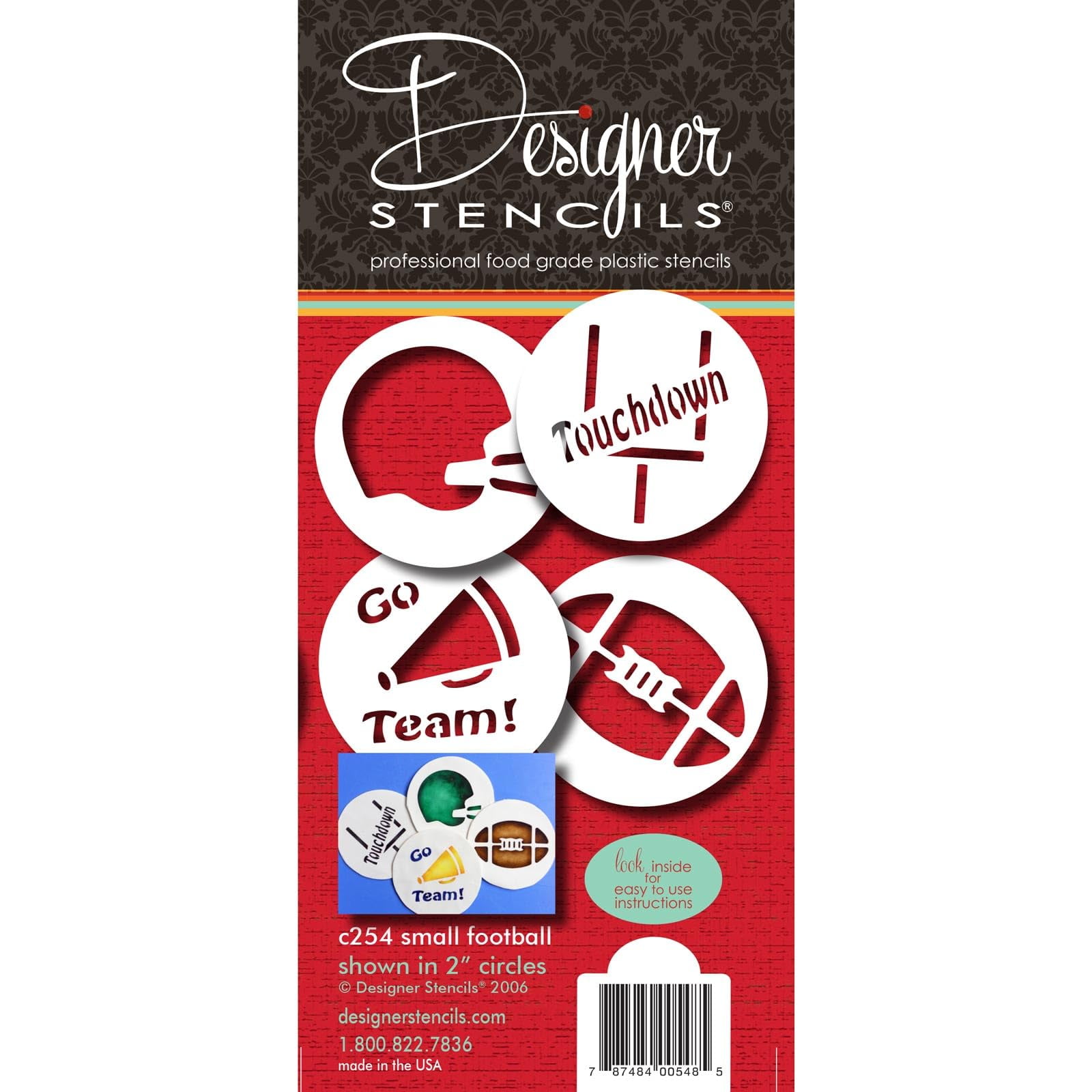 Designer Stencils Small Football Candy Stencils, Beige/semi-transparent ...