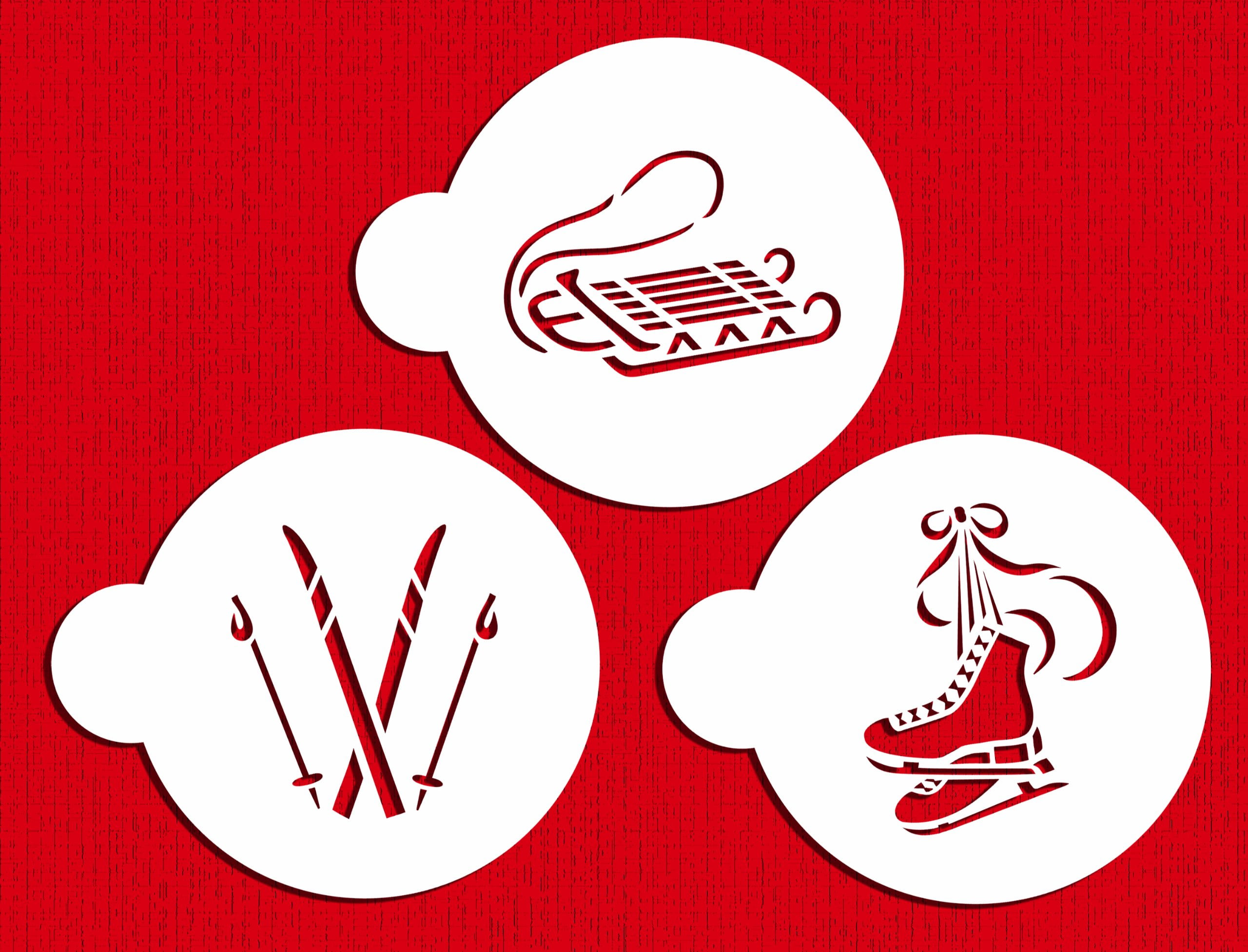 Designer Stencils Winter Sport Cookie Stencils, (Sled, Ice Skates and ...