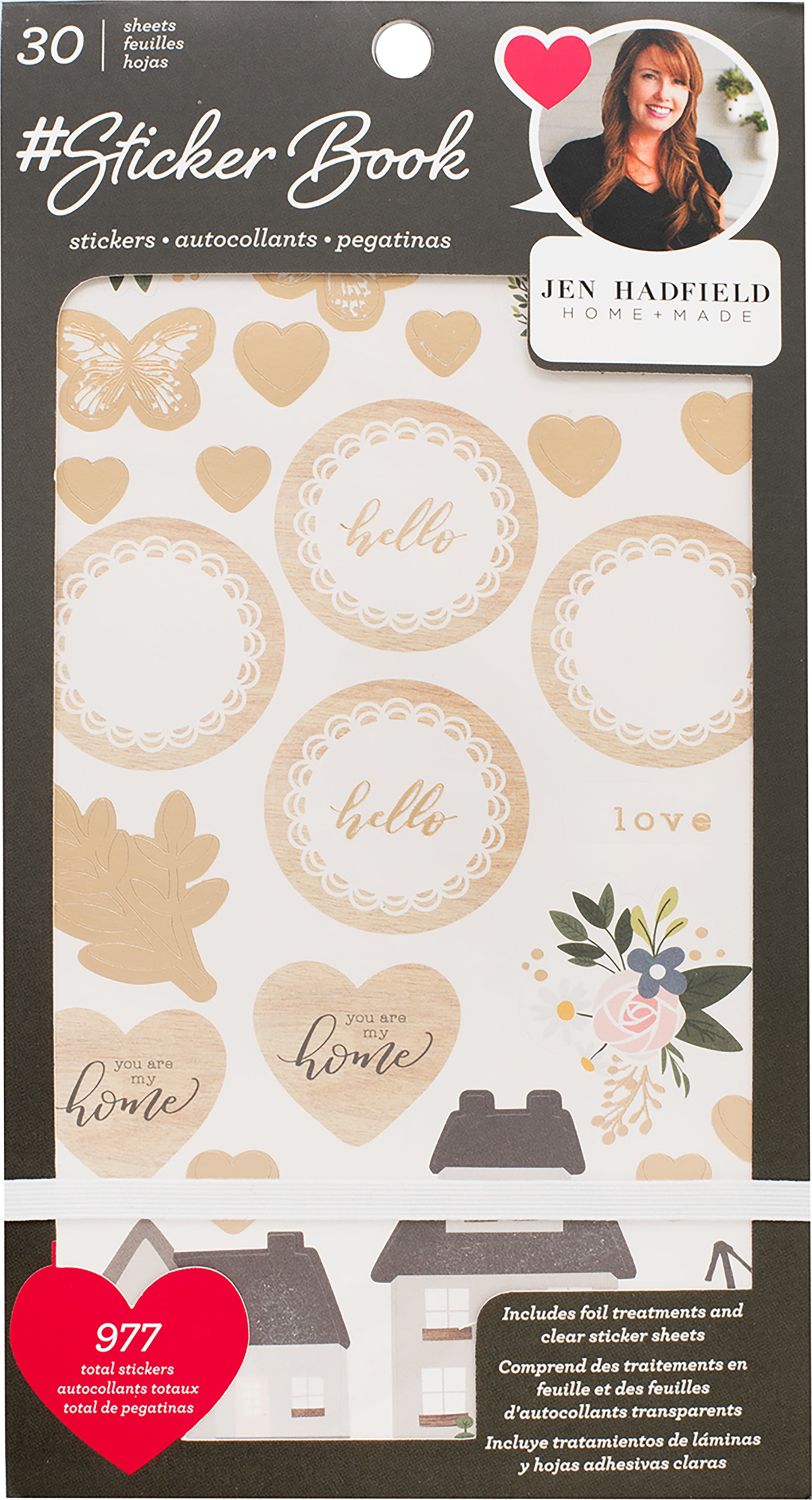 Designer #Sticker Book 4.75"X8" 30-Pages-Jen Hadfield W/Gold Foil ...