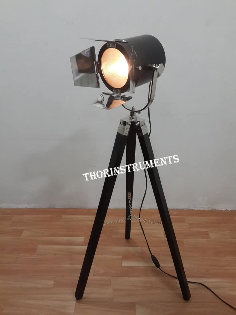 Designer Studio Model Chrome Spot Light W/Black Wooden Low Floor Tripod ...