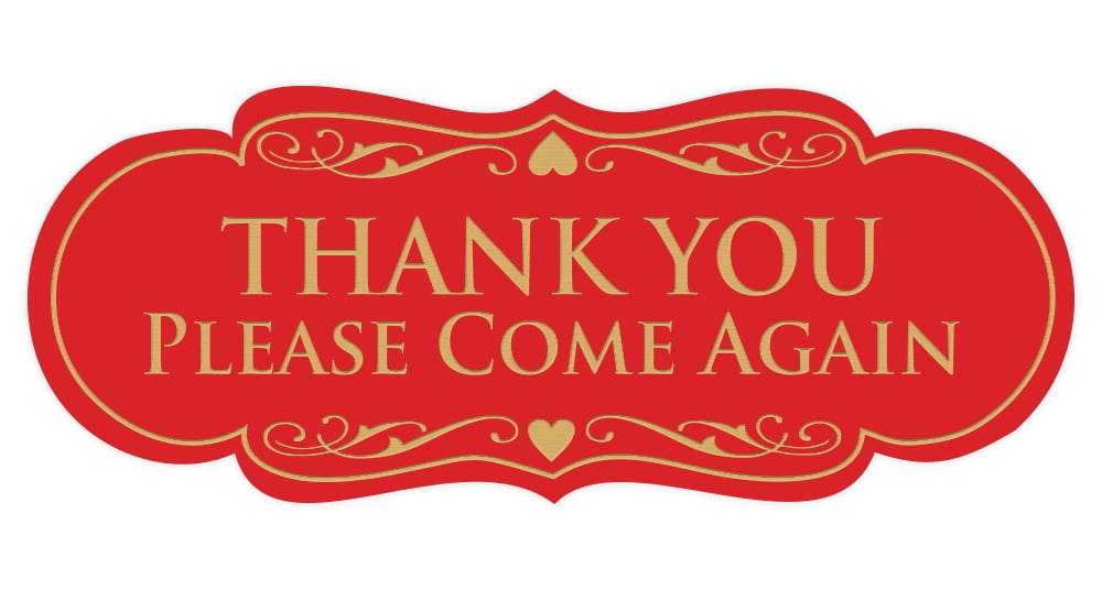 Designer THANK YOU Please Come Again Sign - Red / Gold - Medium ...
