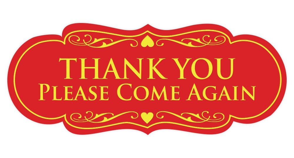 Designer THANK YOU Please Come Again Sign - Red / Yellow - Medium ...