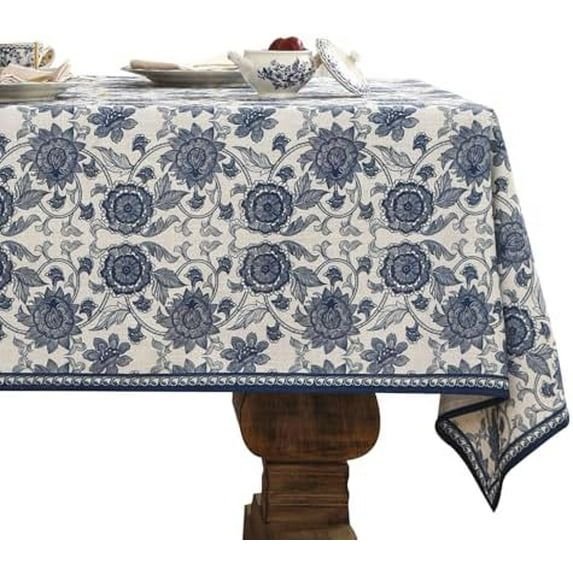 Designer Vintage Linen Extra Long Tablecloth for Rectangle Table,French ...