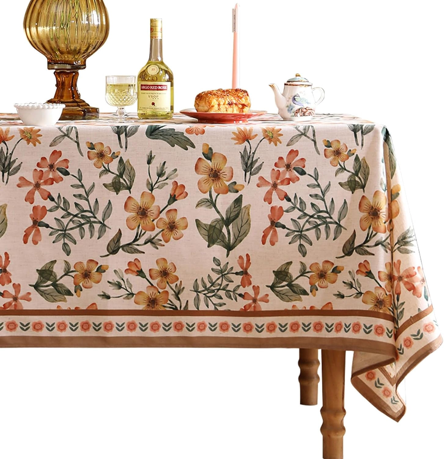 Designer Vintage Linen Long Rectangle Tablecloth,William Morris Block ...