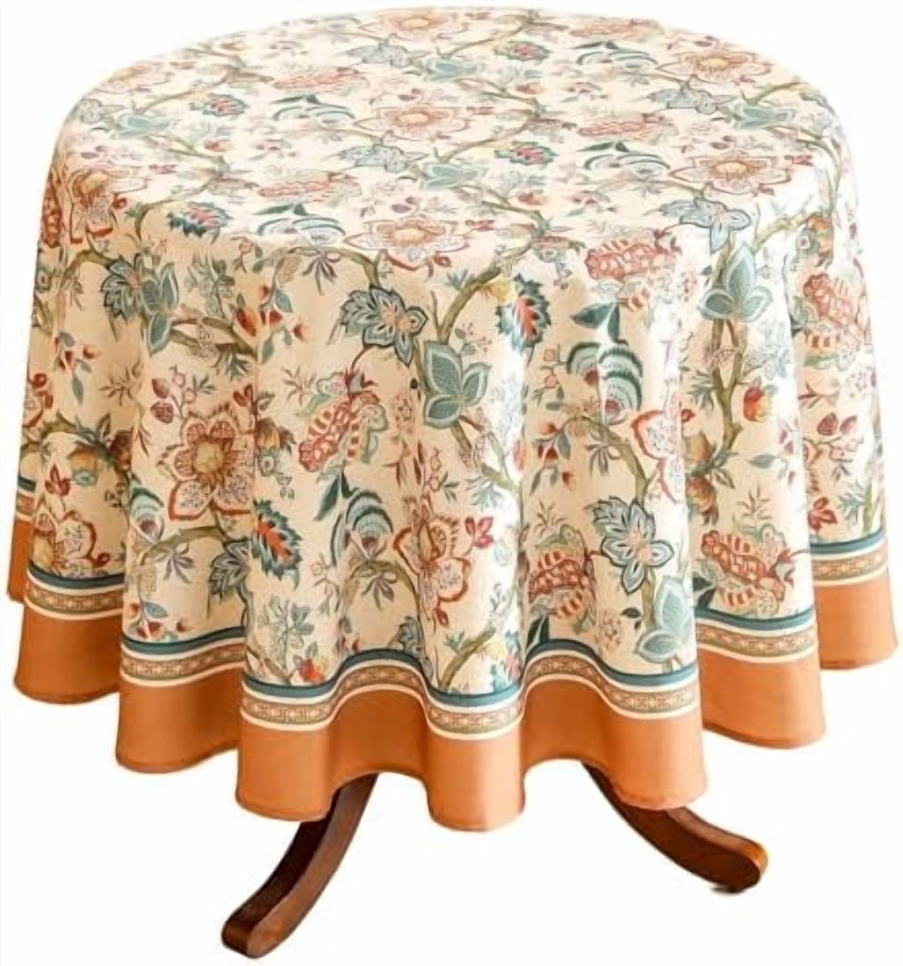Designer Vintage Linen Small Round Tablecloth,Indian Style Wrinkle Free ...