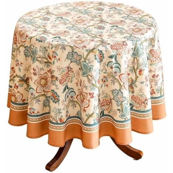 Designer Vintage Linen Small Round Tablecloth,Indian Style Wrinkle Free ...