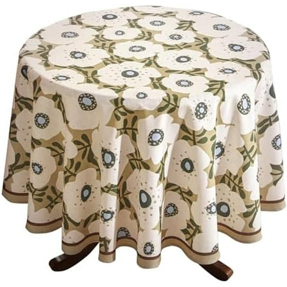 Designer Vintage Small Round Tablecloth,Linen French Tablecloth with ...