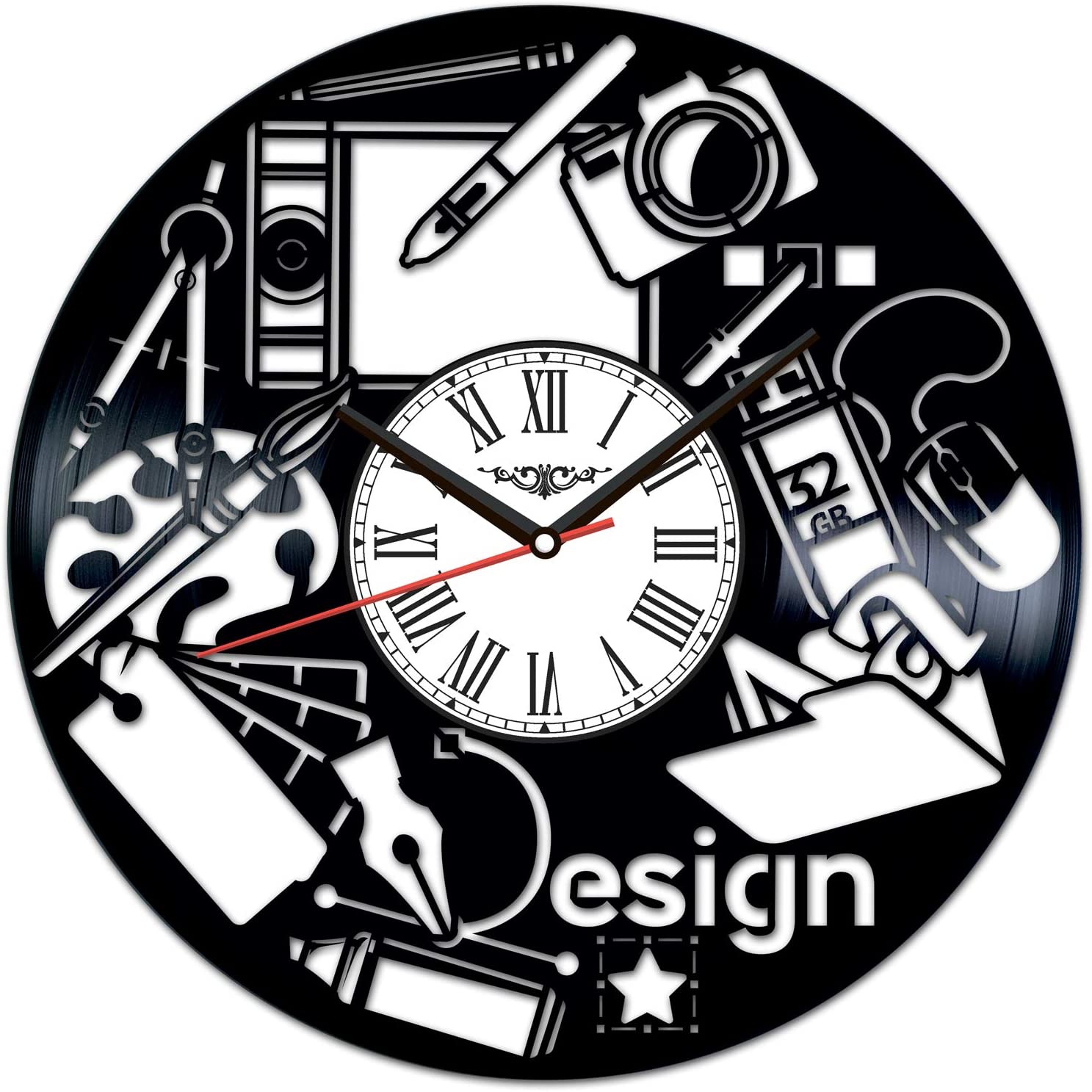 Designer Vinyl Record Wall Clock Retro style Wall clock Silent Home ...