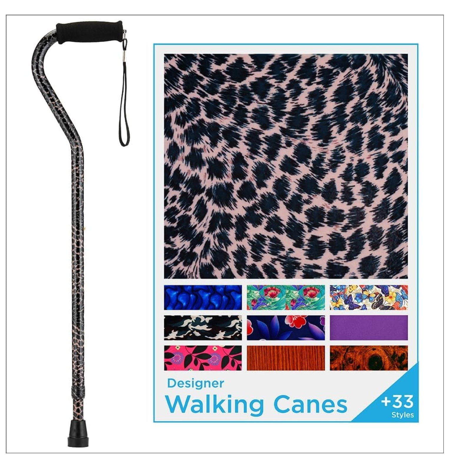 Designer Walking Cane with Offset Handle, Lightweight Adjustable ...