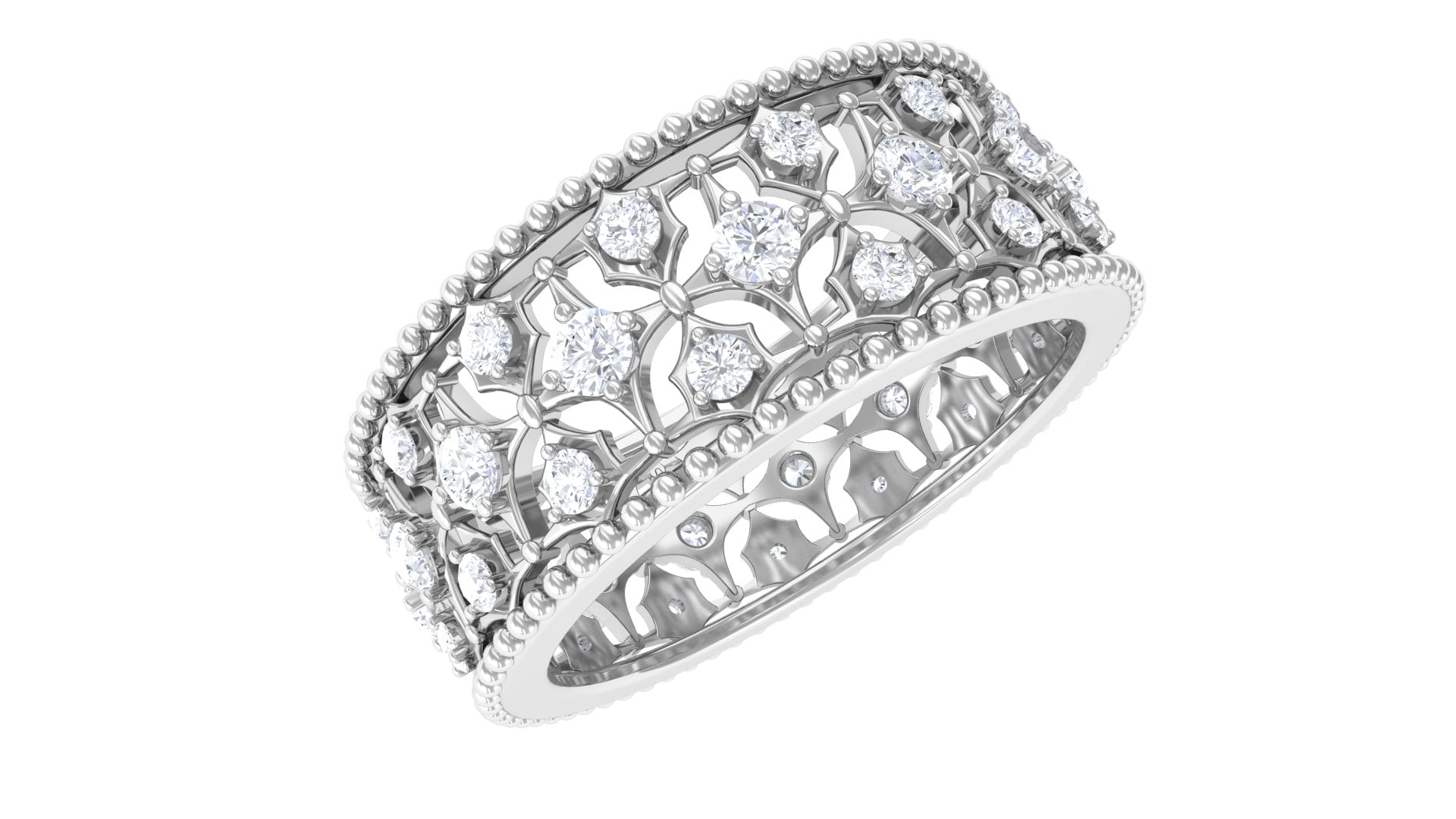 Designer Wedding Band Ring with Cubic Zirconia for Women - Wide Band ...