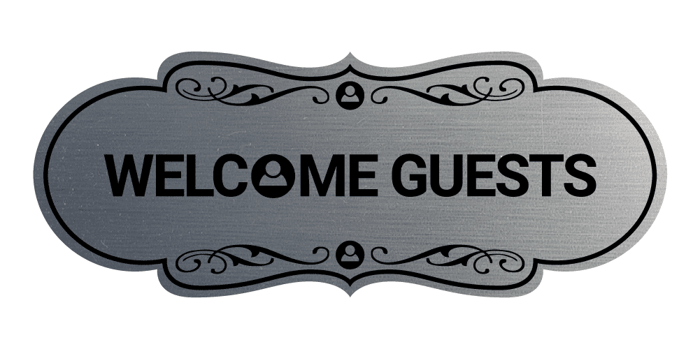 Designer Welcome Guests Sign (Brushed Silver) - Small - Walmart.com