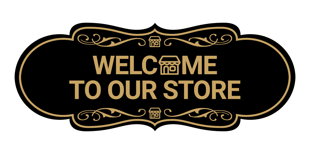 Designer Welcome to Our Store Sign (Black Gold) - Medium - Walmart.com