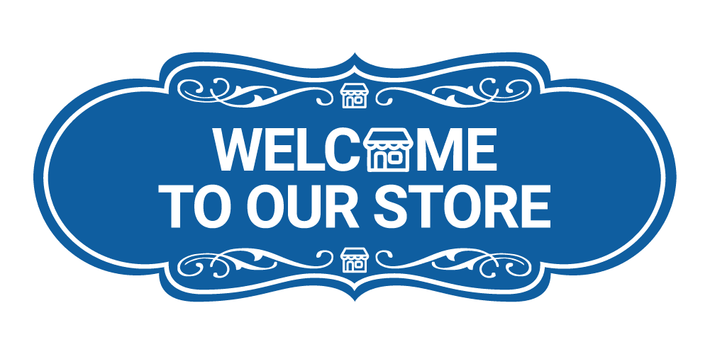 Designer Welcome to Our Store Sign (Blue) - Medium - Walmart.com