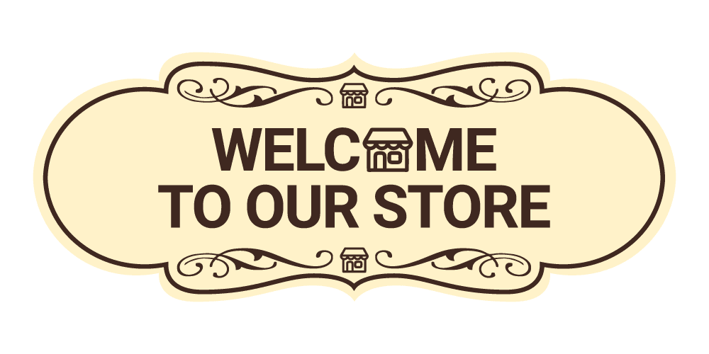 Designer Welcome to Our Store Sign (Ivory/Dark Brown) - Medium ...