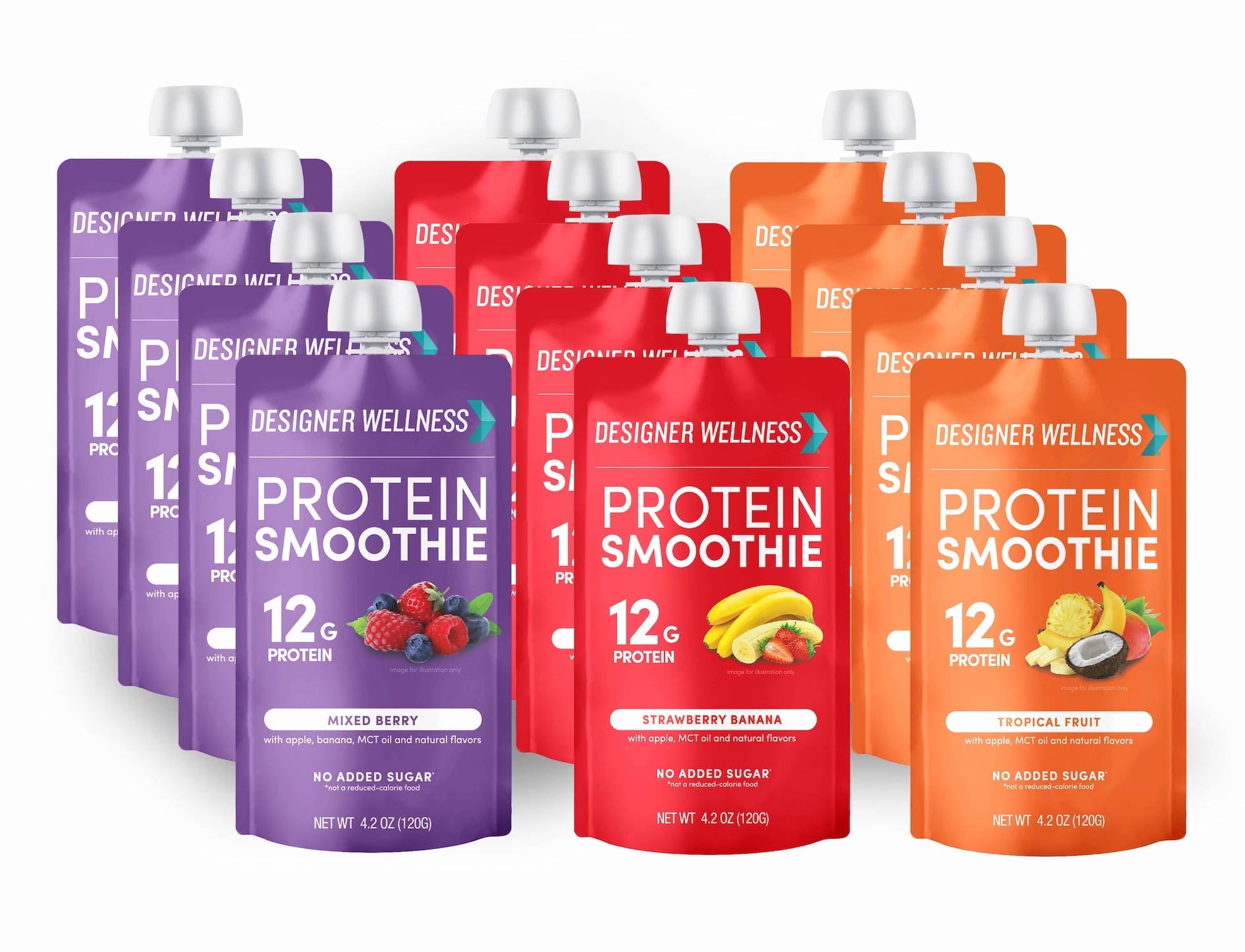 Designer Wellness Protein Smoothie, 12 Count Variety Pack, Real Fruit ...