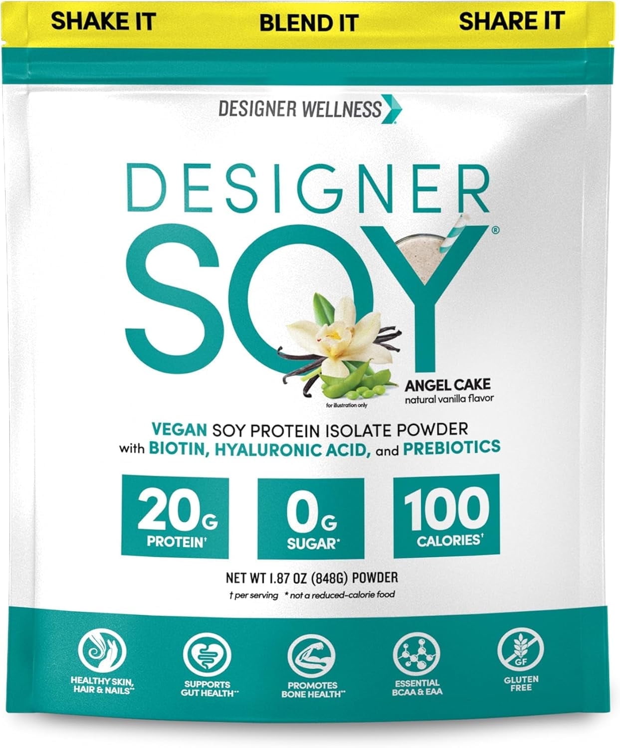 Designer Wellness Soy Isolate Protein Powder With Biotin Hyaluronic