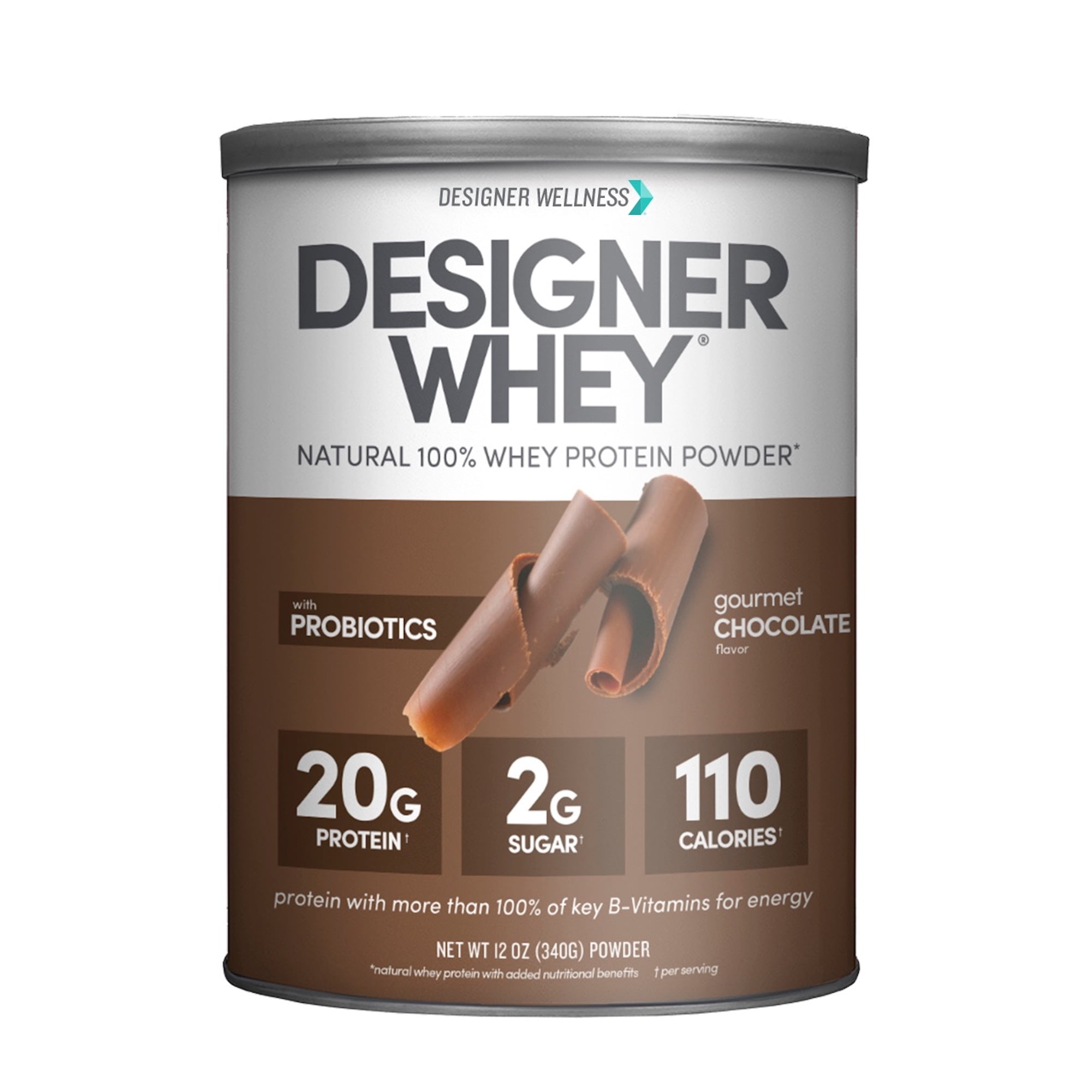 Designer Wellness Gourmet Chocolate Whey Protein, Probiotics, Fiber, B ...