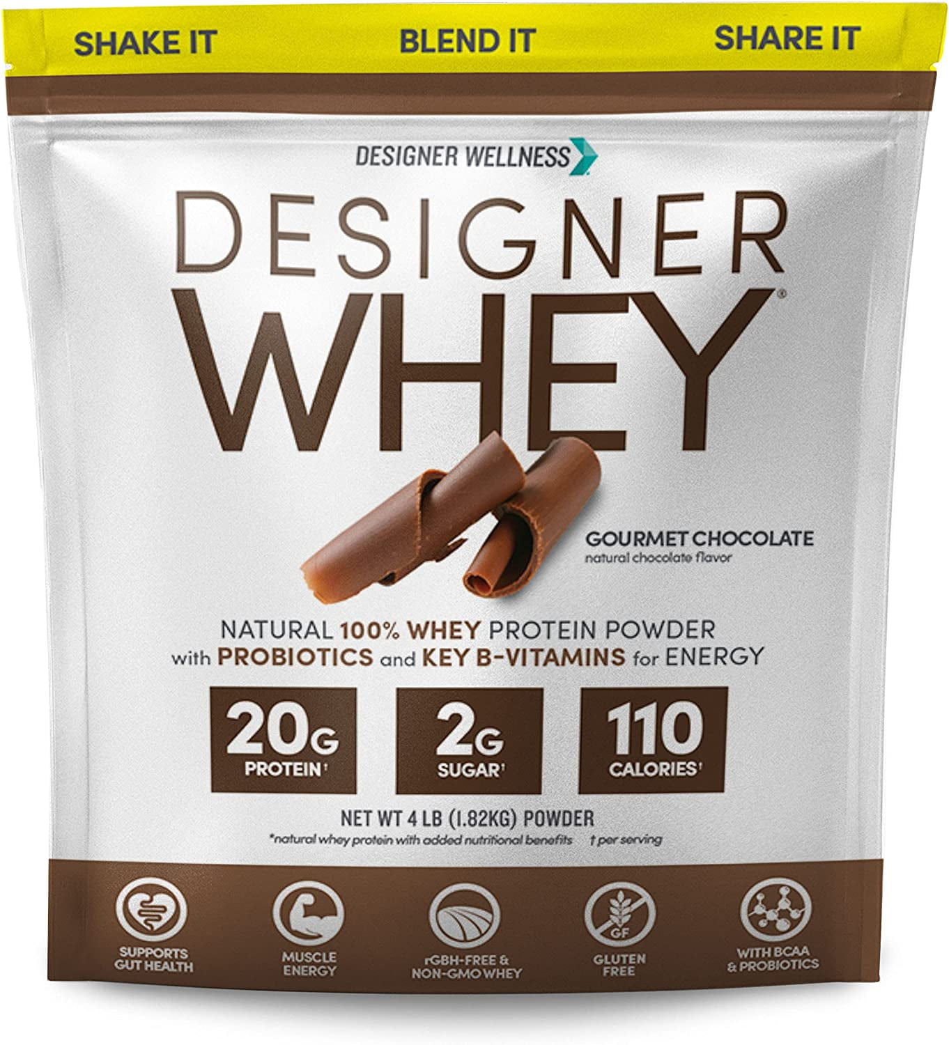 , Designer Whey, Natural Whey Protein Powder with Probiotics, Fiber ...
