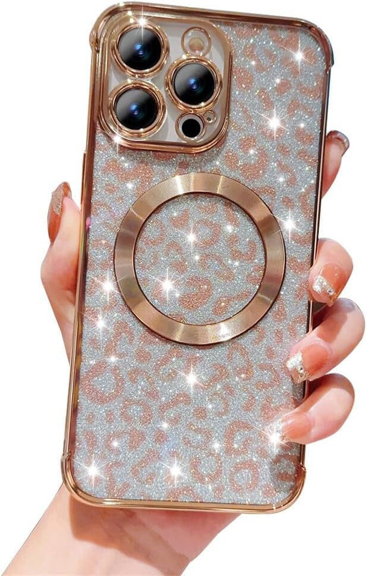 Designer for iPhone13 Case Luxury Leopard Gradient Glitter [Compatible with Magsafe] Magnetic ...