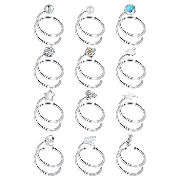 Designice 12Pcs Nose Rings Butterfly Double Hoop Nose Rings Surgical ...