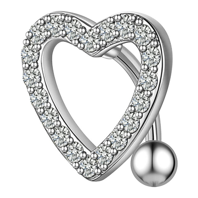Designice 14G Belly Button Ring ,Heart Shiny Navel Rings, Belly Button ...