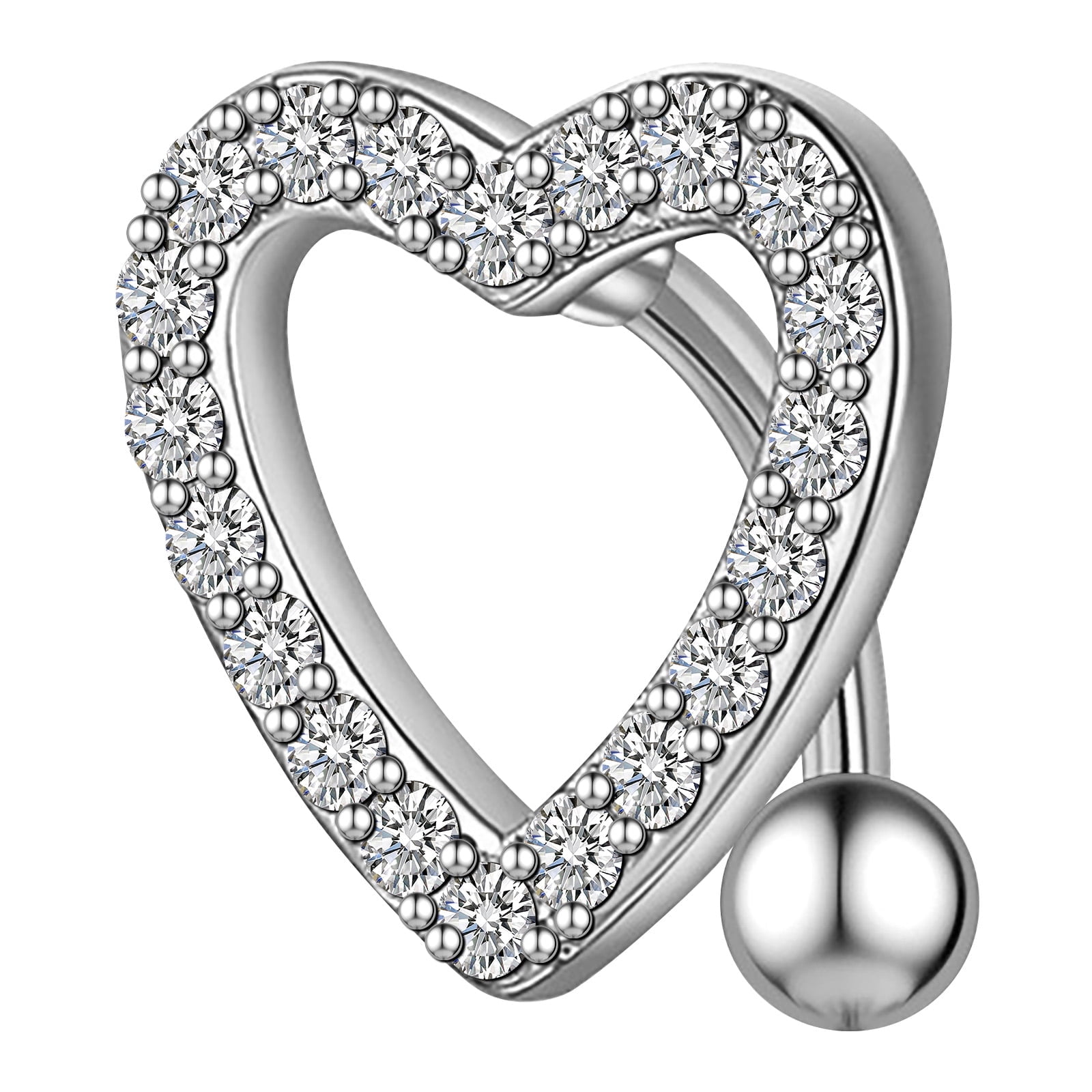 Designice 14G Belly Button Ring,Heart Navel Rings,Surgical Steel Belly ...