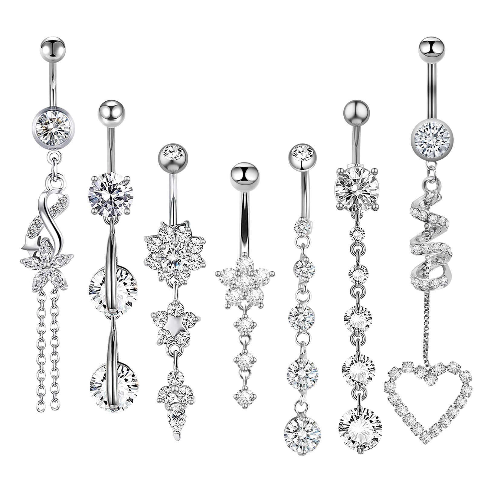 Designice 14G Belly Button Ring,Long Navel Rings,Dangle Belly Button ... Designice 14G Belly Button Ring,Long Navel Rings,Dangle Belly Button ...