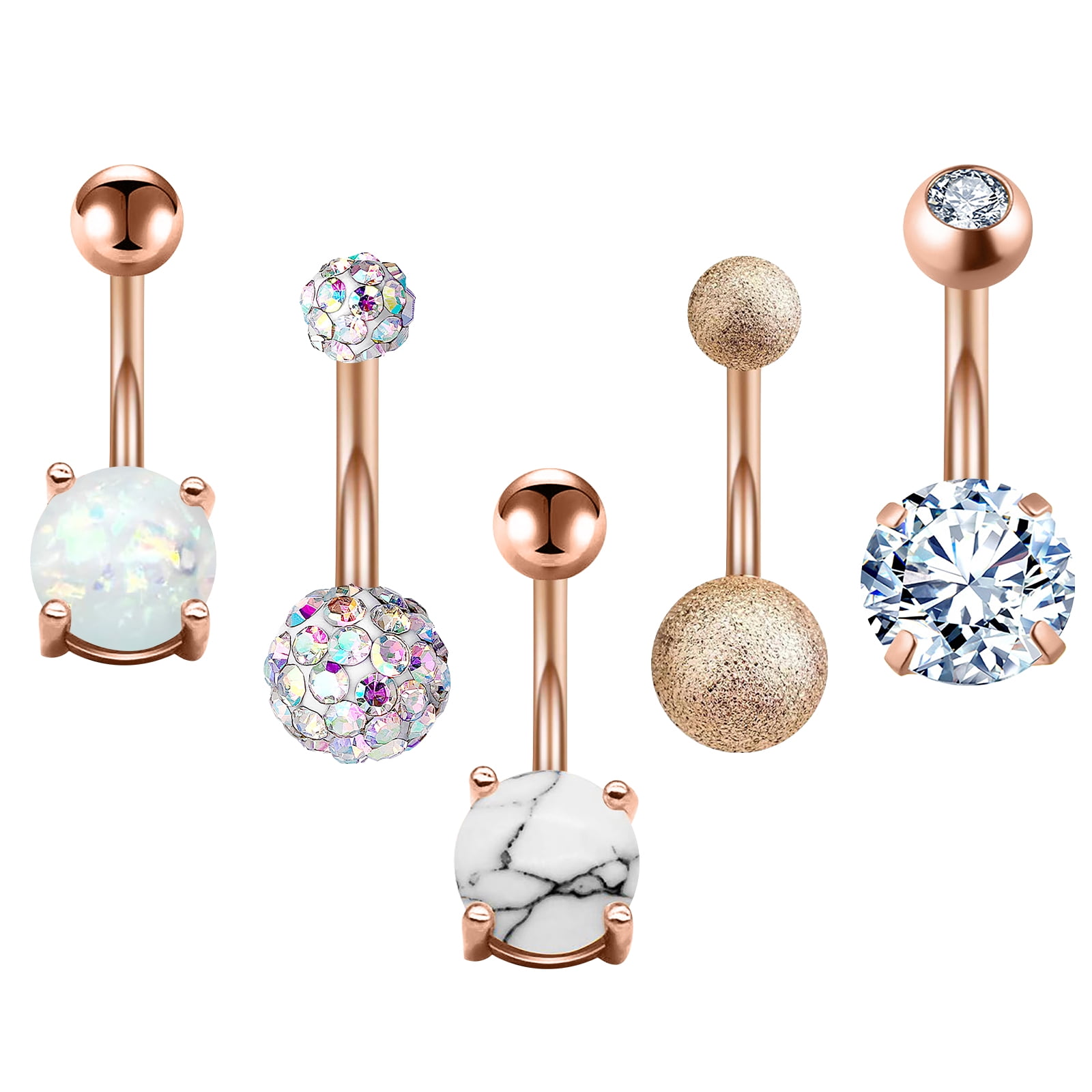 Designice 14G Belly Button Ring,Surgical Steel Navel Rings,Silver ...