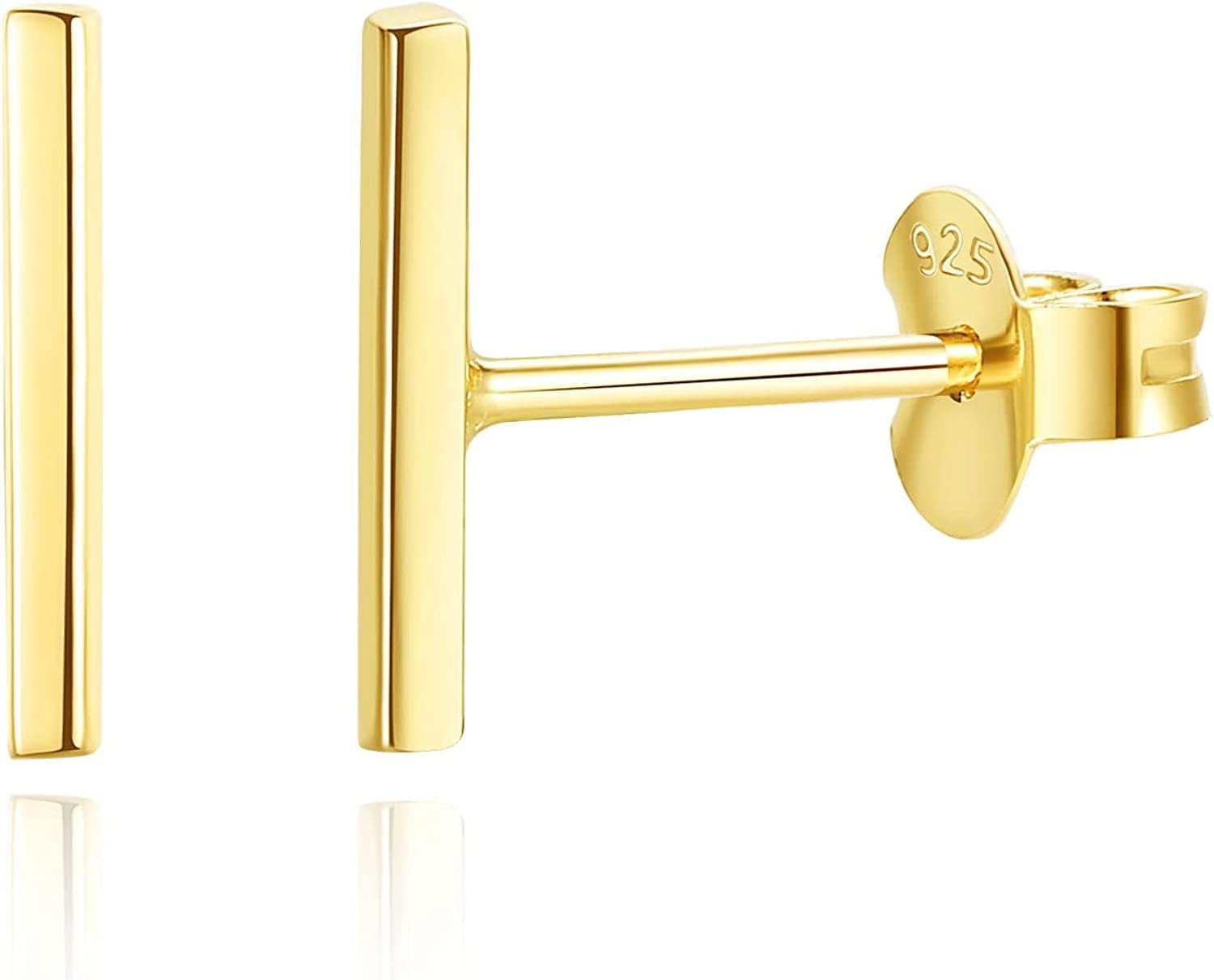 14K Gold Plated 925 Sterling Silver Plain Dainty Mini Square Bar Stud Earrings - Walmart.com
