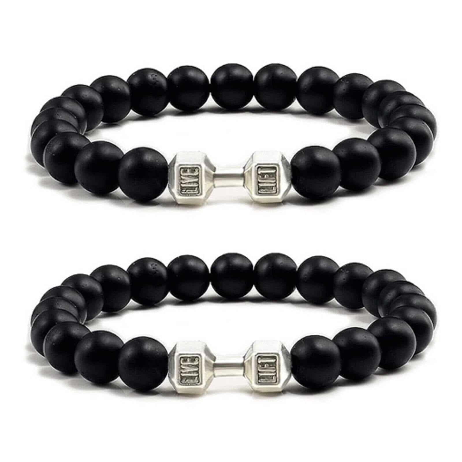 Designice 2Pcs Beaded Fitness Bracelet,Stylish Woven Weight Lifting ...