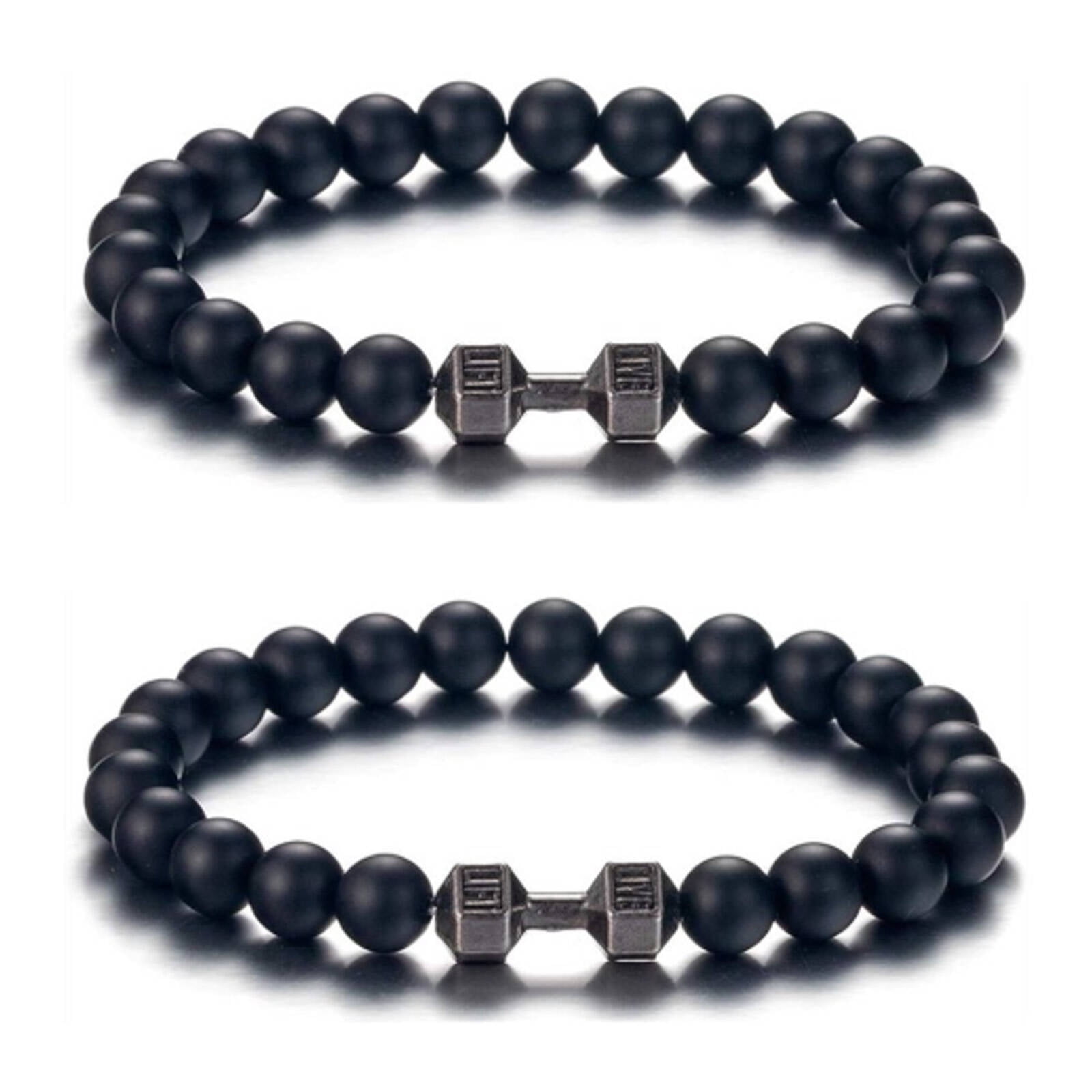 Designice 2Pcs Beaded Fitness Bracelet,Trendy Adjustable Weight Lifting ...