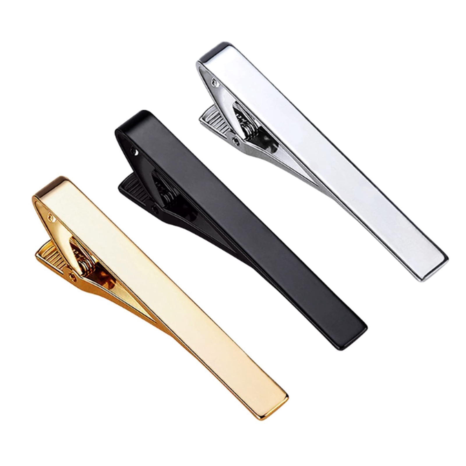 Designice 3 Pce Tie Clips for Men in Silver, Gold and Copper Elegant ...